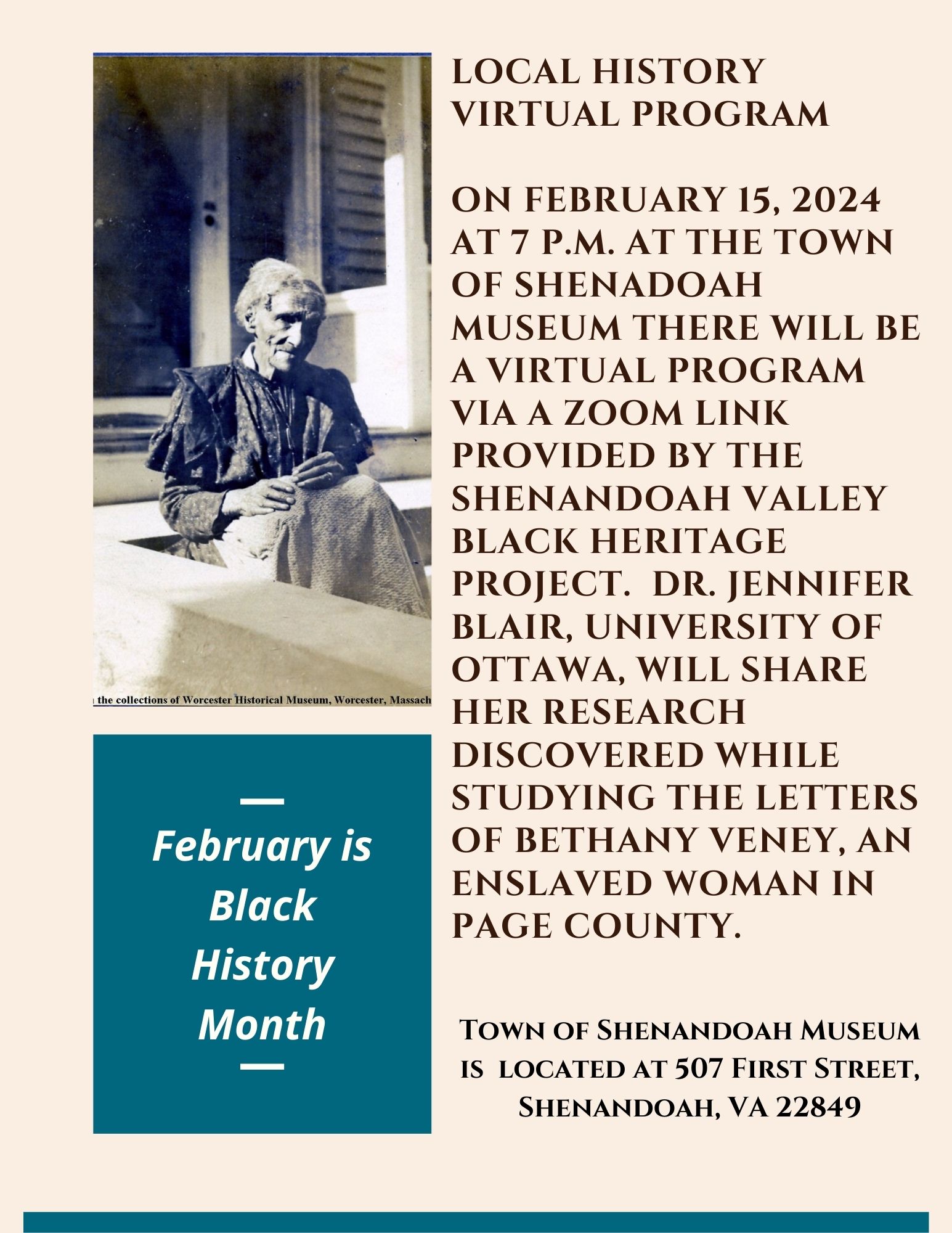 Local History Virtual Program featuring Bethany Veney's Letters ...