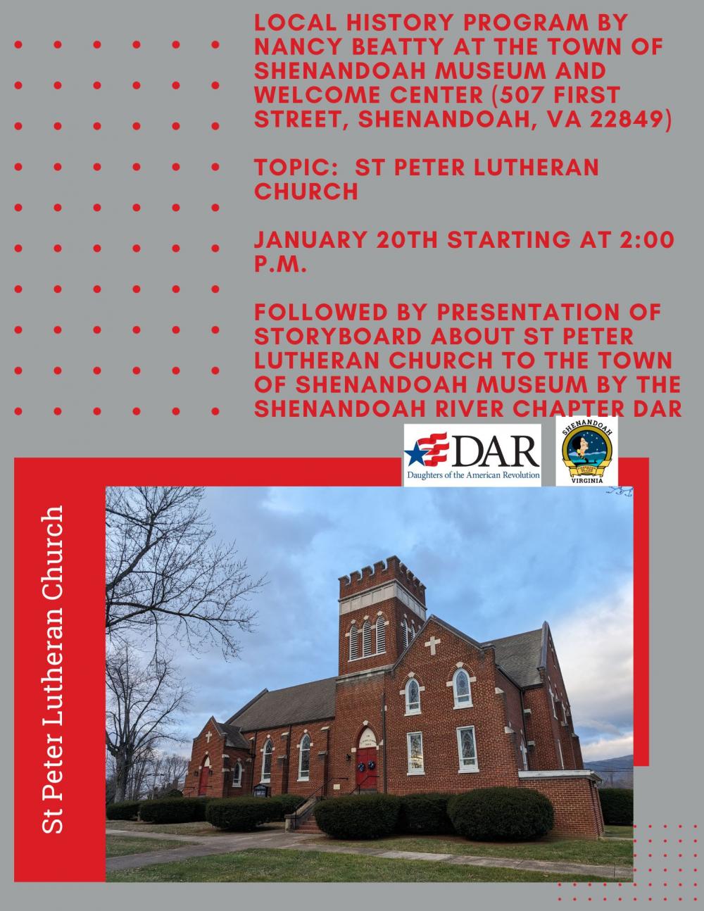 Local History Program about St Peter Lutheran Church | Shenandoah Virginia