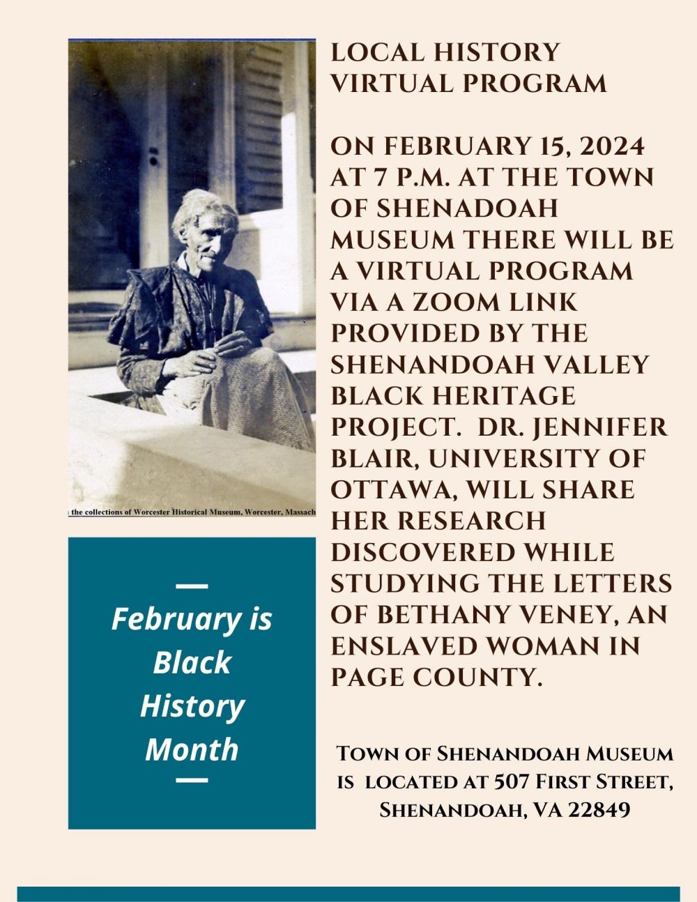 Local History Virtual Program featuring Bethany Veney's Letters ...